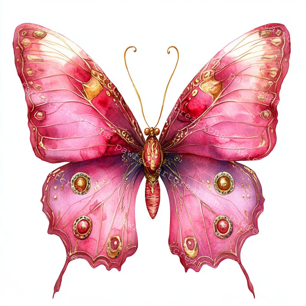 14 Pink Butterfly Clipart, Purple Butterfly,wall Print,watercolor ...