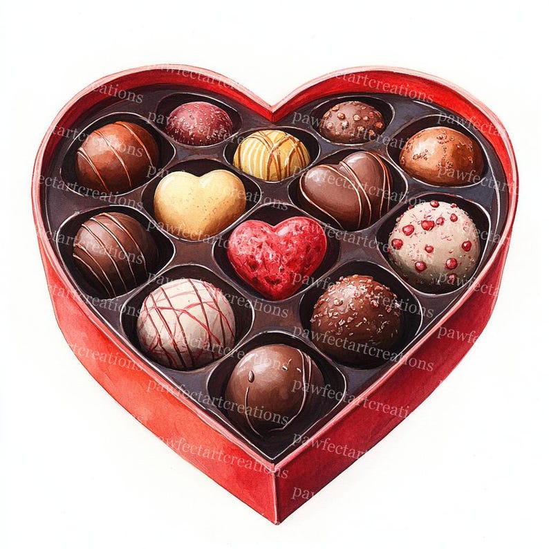 12 Valentine’s Day Chocolate Box Clipart, Candy Box, Printable ...