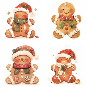 Gingerbread Man Clipart: Christmas Cookies, Watercolor Illustration ...