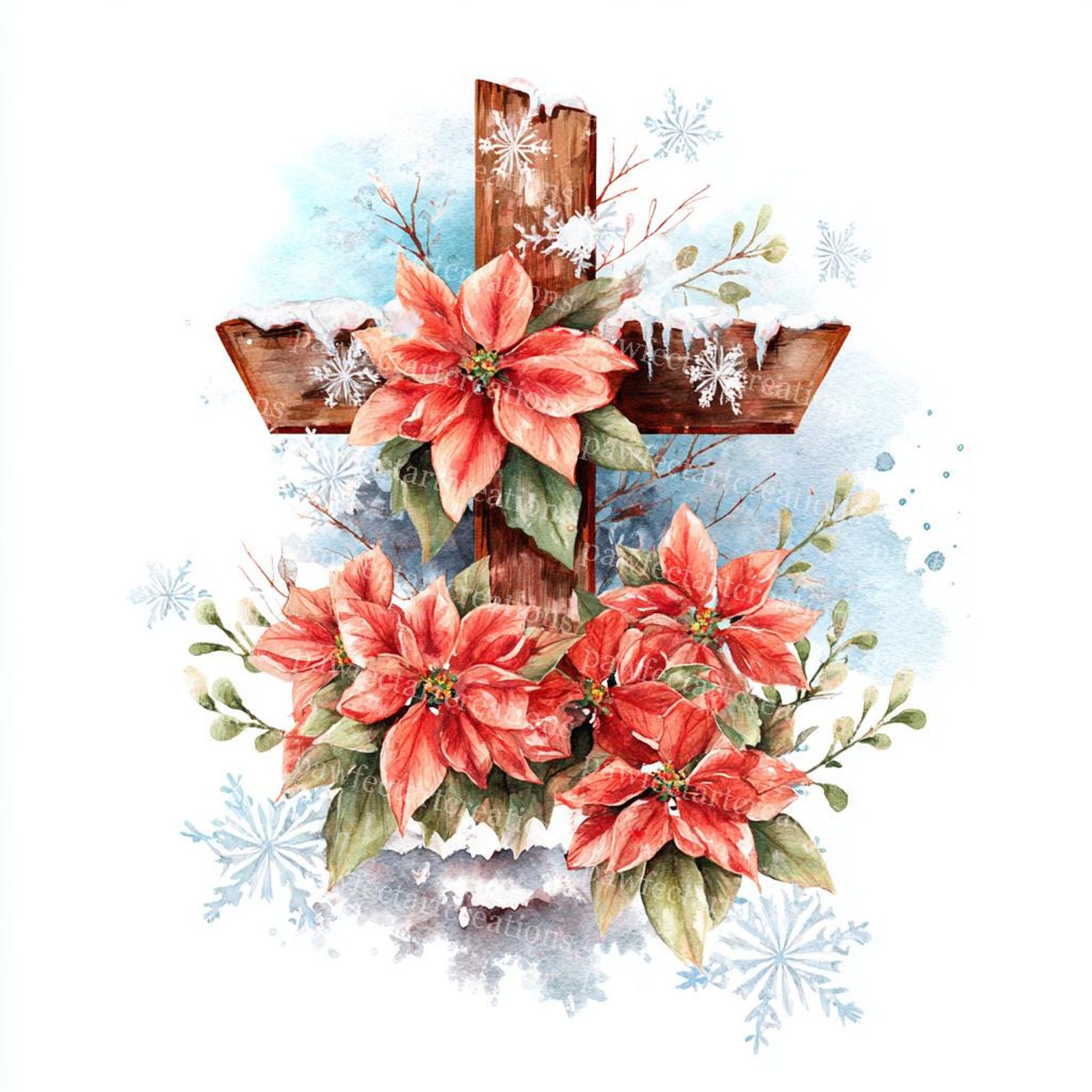 20 Christmas Cross Clipart, Christmas Card, Cross Print, Christmas ...