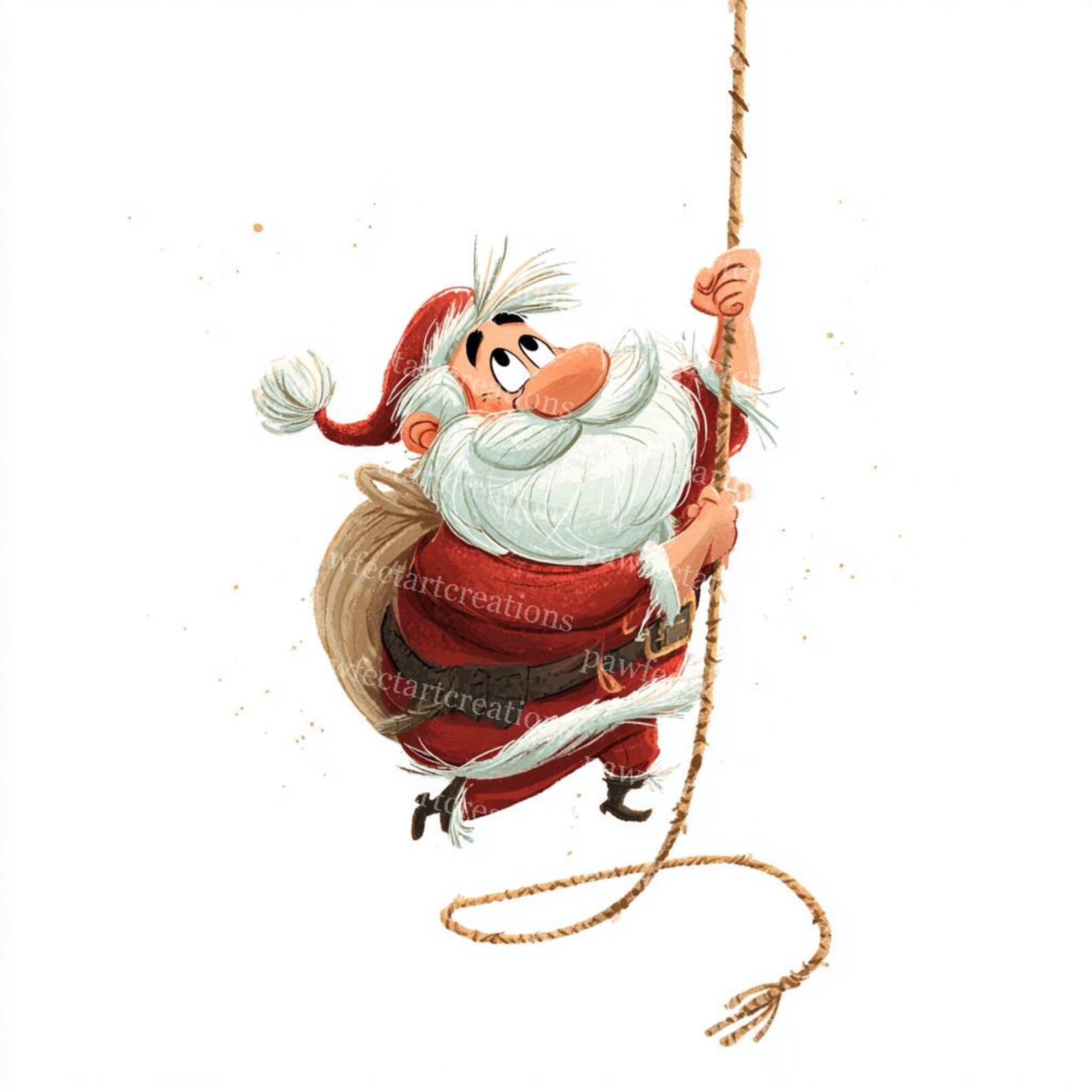 16 Santa Climbing on Rope Clipart, Christmas Art,christmas Card ...