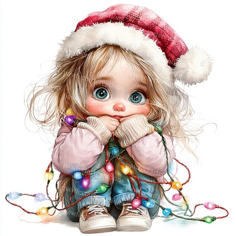 16 Christmas Little Girl Clipart, Christmas Light,christmas Card ...