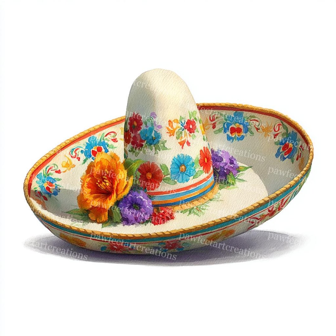 12 Mexican Sombrero Clipart, Cinco De Mayo Card, Mexican Hat, Printable ...