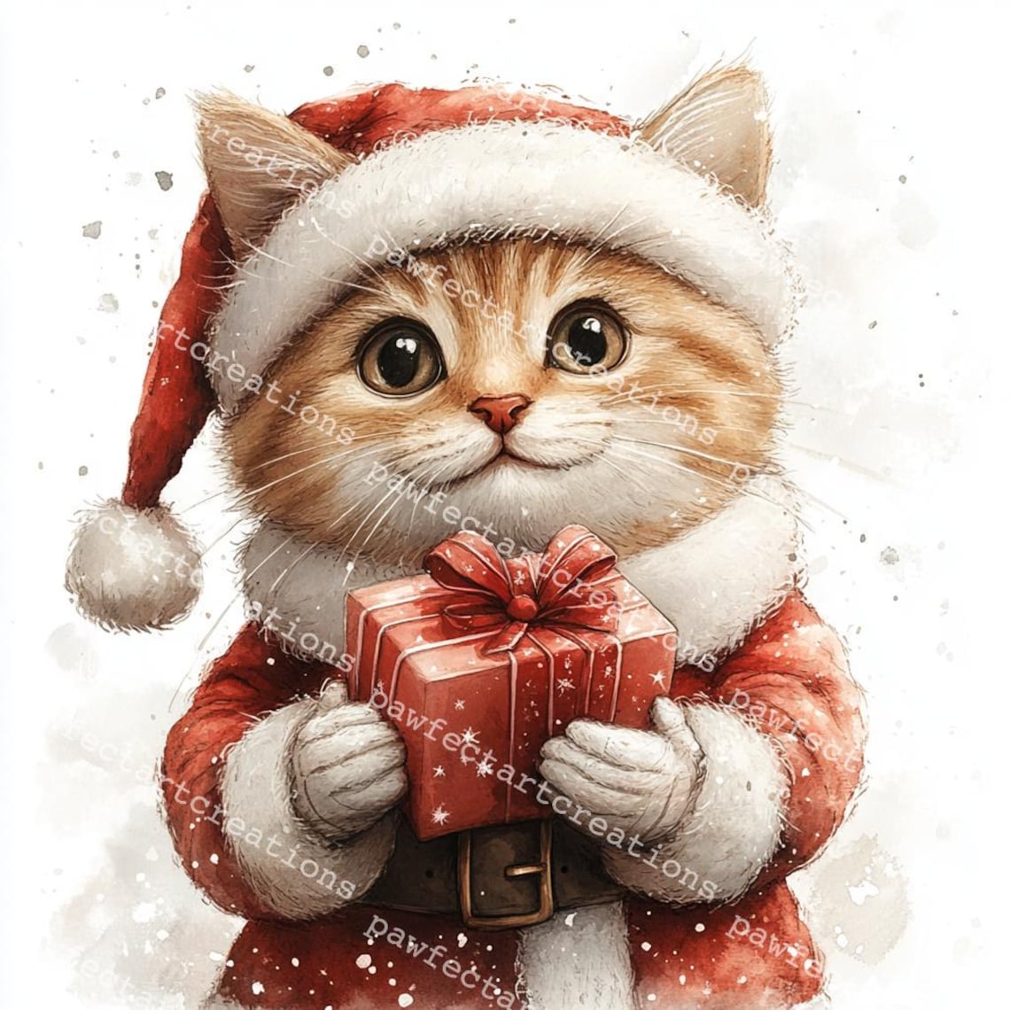 10 Cute Christmas Cat Clipart, Adorable Santa Kitten Clipart, Printable ...