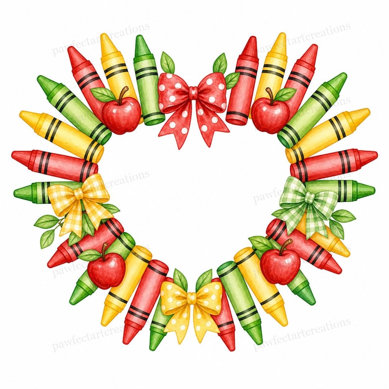 20 Crayon Wreaths Clipart, Crayon Wreaths Watercolor Jpgs, Digital ...