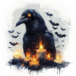 10 Halloween Crow Clipart,halloween Raven, Halloween Clipart, Printable ...