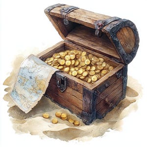 12 Treasure Chest Clipart, Pirate Chest, Printable Watercolor, High ...