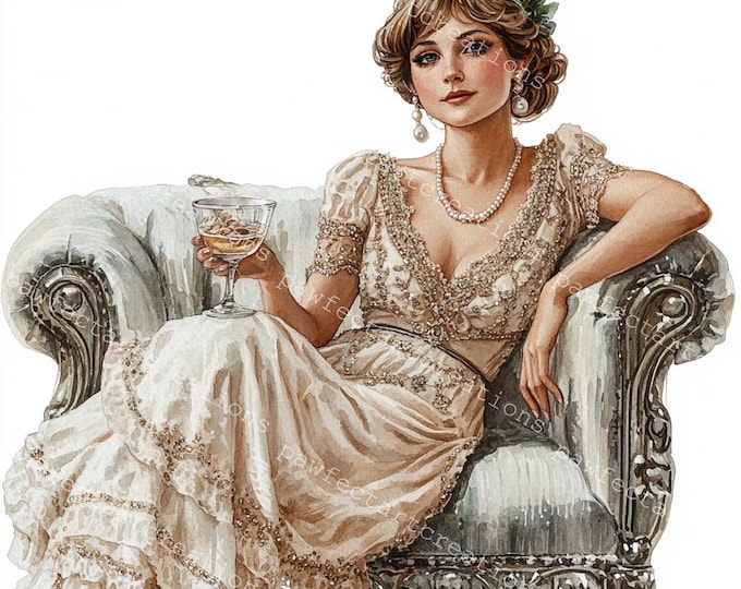8 1920s Flapper Fashion, Clip Art, Printable Clipart, Jpg, Digital ...