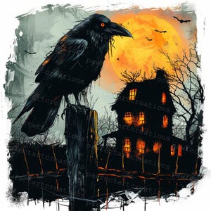 Halloween Crow Clipart: Watercolor Raven, Junk Journal (digital ...