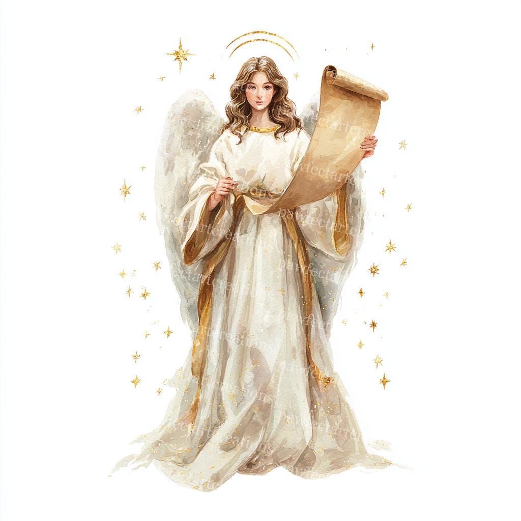 15 Christmas Angel Holding Scroll Clipart,christmas Art,christmas Card ...