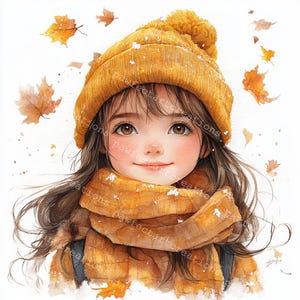 10 Smiling Girls in Autumn Clipart, Cute Girl,fall Season,printable ...
