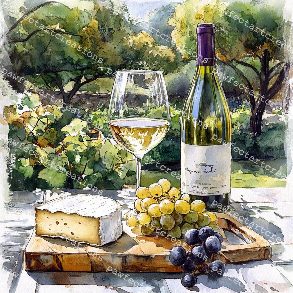 12 Wine and Cheese Clipart, Wine Glass Clipart, Printable Watercolor ...