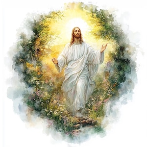 Jesus Christ Clipart: Easter Resurrection Watercolor Art (digital ...