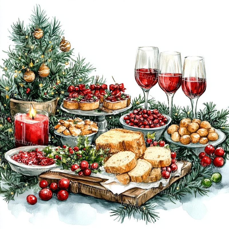 Friendsmas Dinner Clipart - Etsy