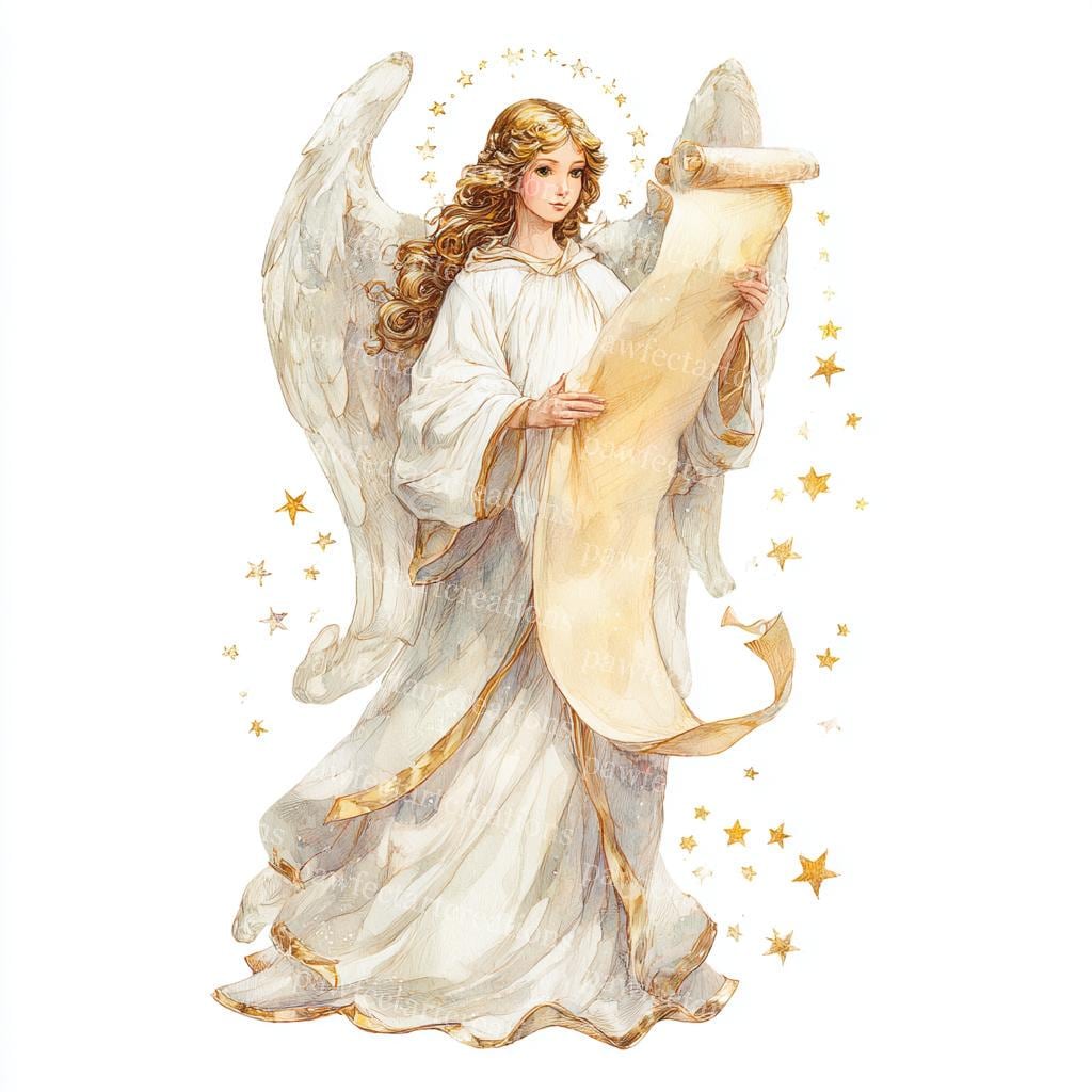15 Christmas Angel Holding Scroll Clipart,christmas Art,christmas Card ...