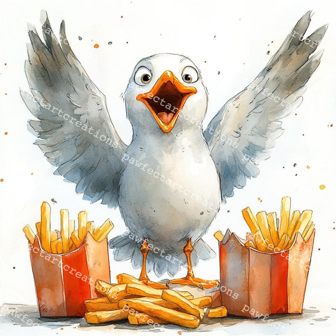 10 Funny Seagull Clipart, Quirky Seagull, Printable Watercolor, High ...