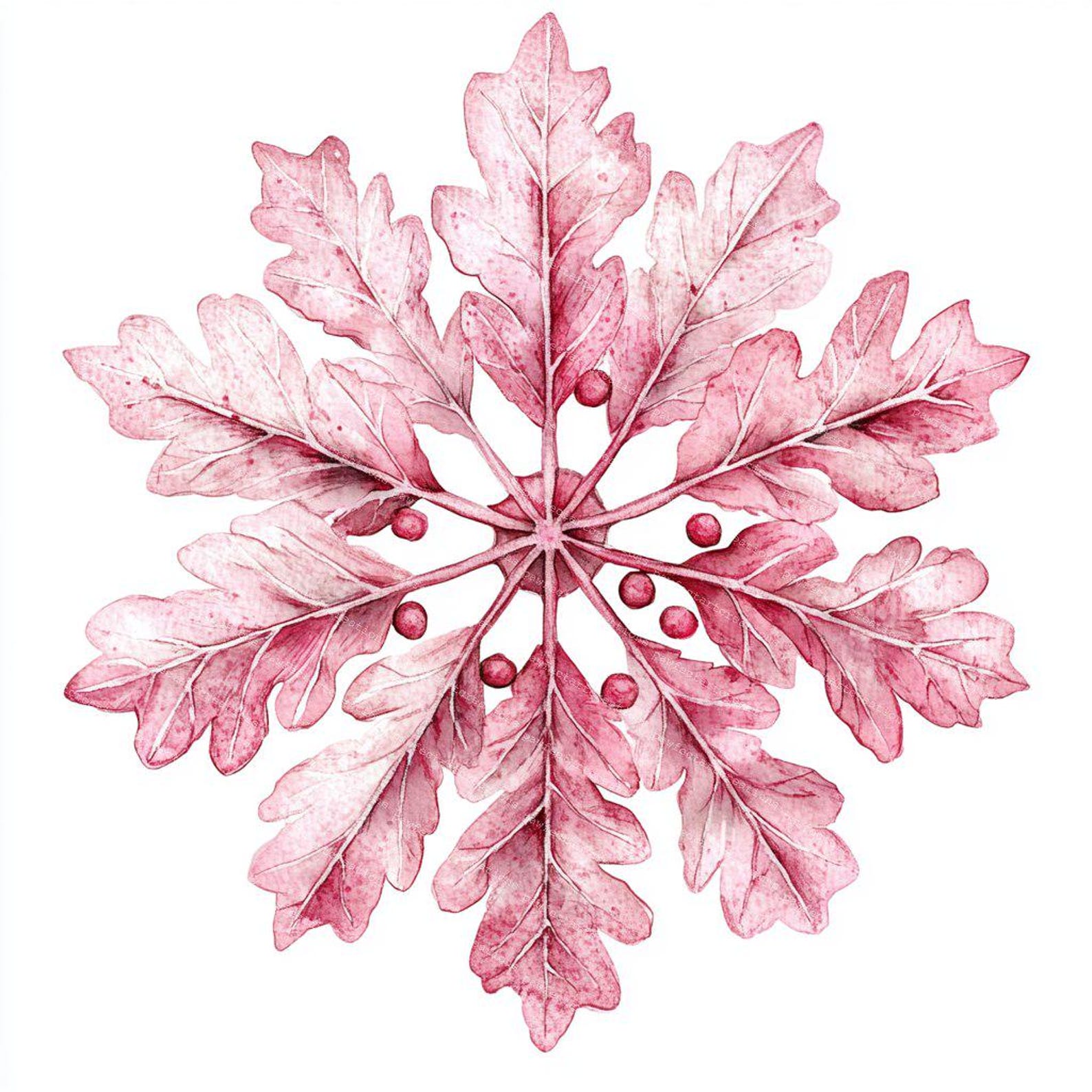Pink Watercolor Snowflake Clipart: Winter Craft Jpgs (digital Download ...