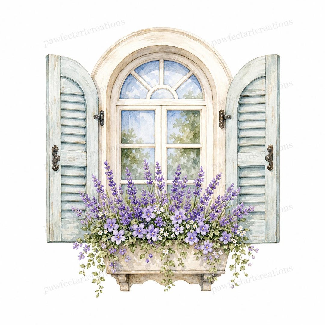 20 Summer Window Flowers Clipart, Summer Window Flowers Watercolor Jpgs ...