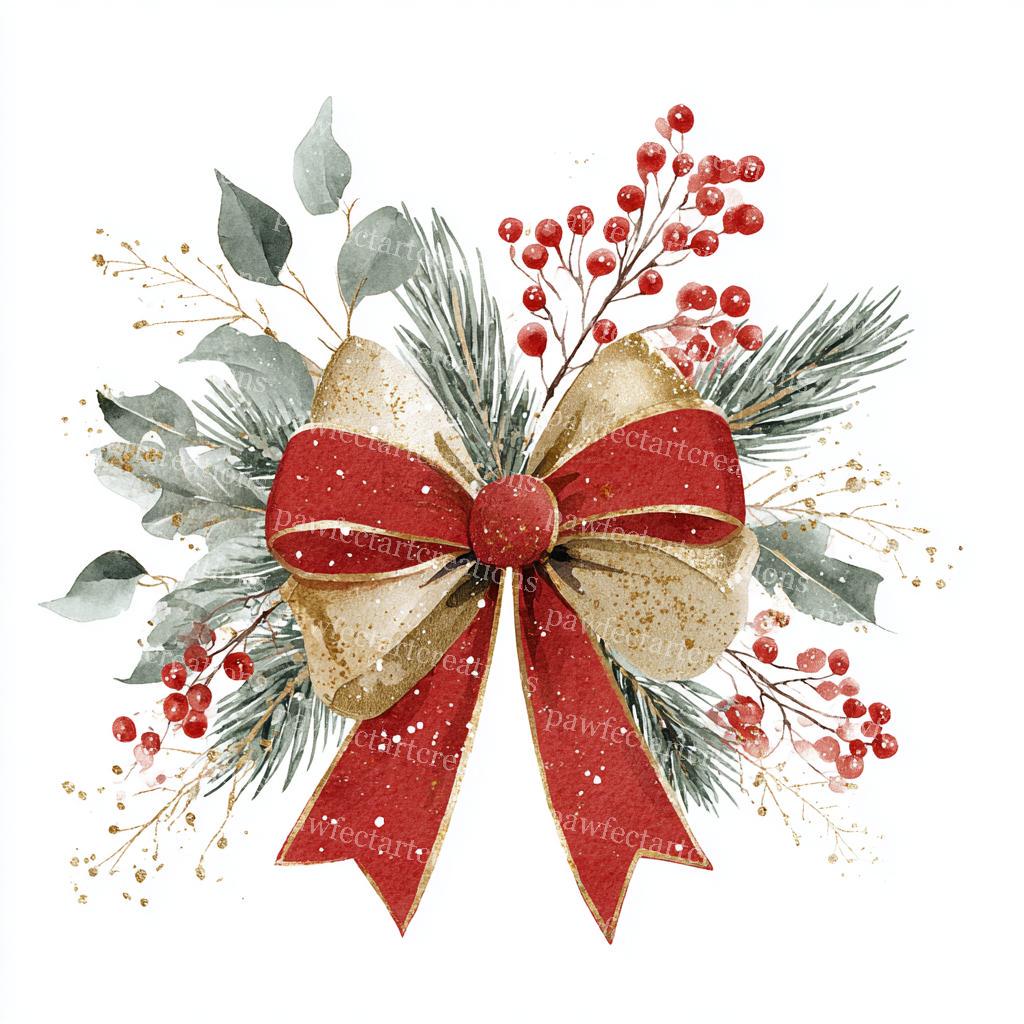 30 Xmas Red Ornament Clipart, Christmas Card, Gold Xmas Baubles ...