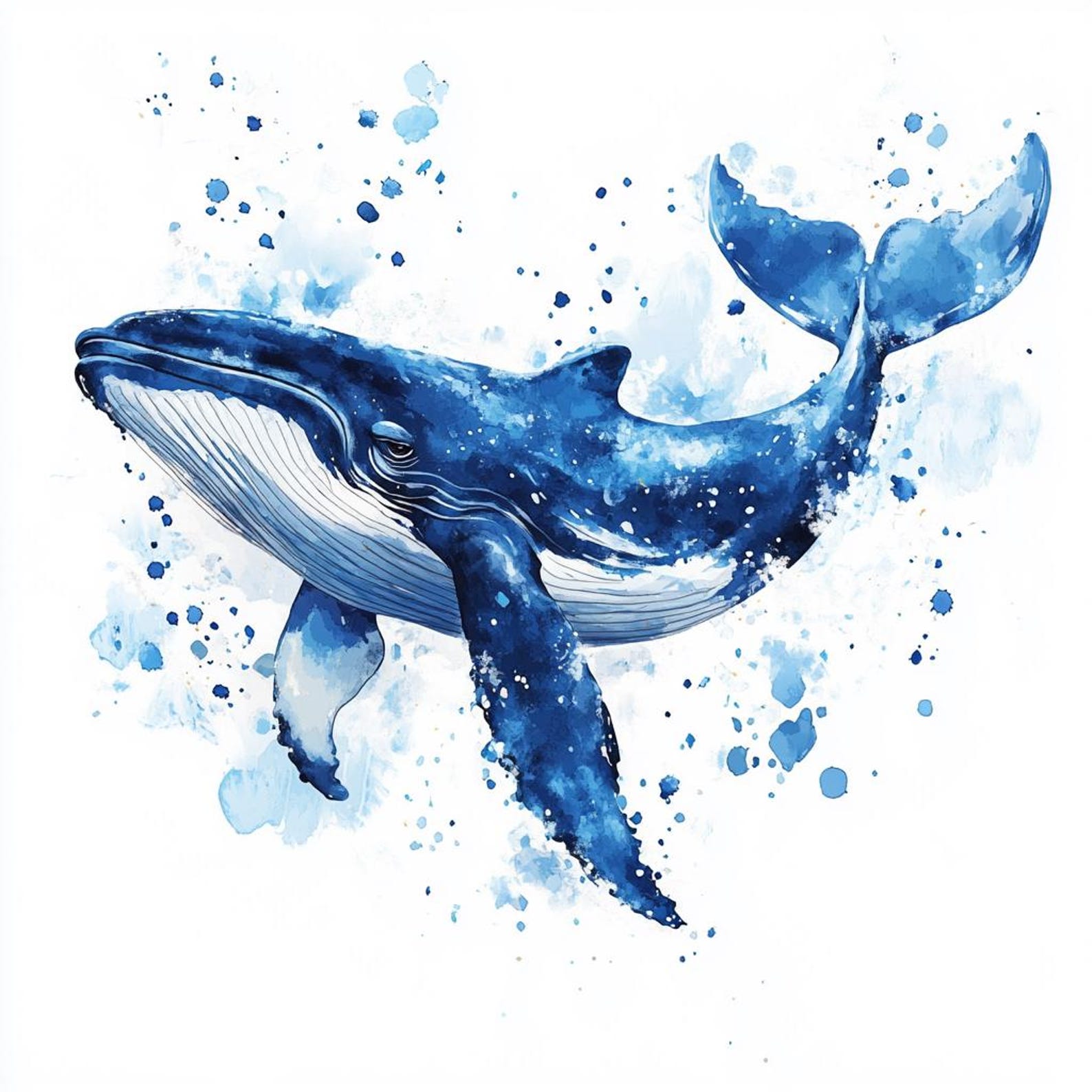 10 Whale Clipart, Abstract Art, Ocean Animals,blue Whale Poster ...