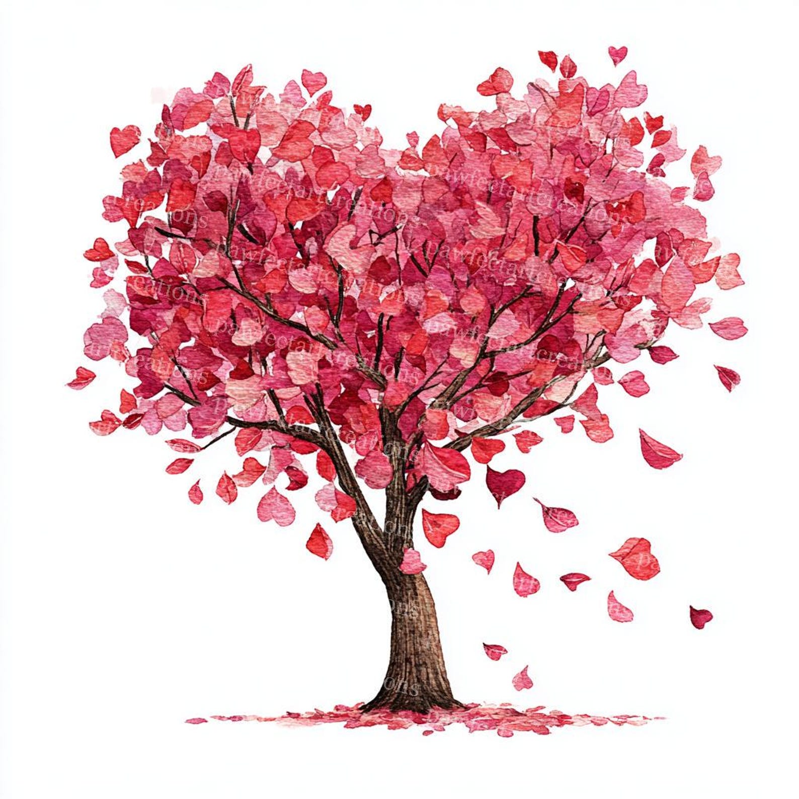 26 Valentine Day Heart Tree Clipart, Love Hearts Tree, Valentine ...