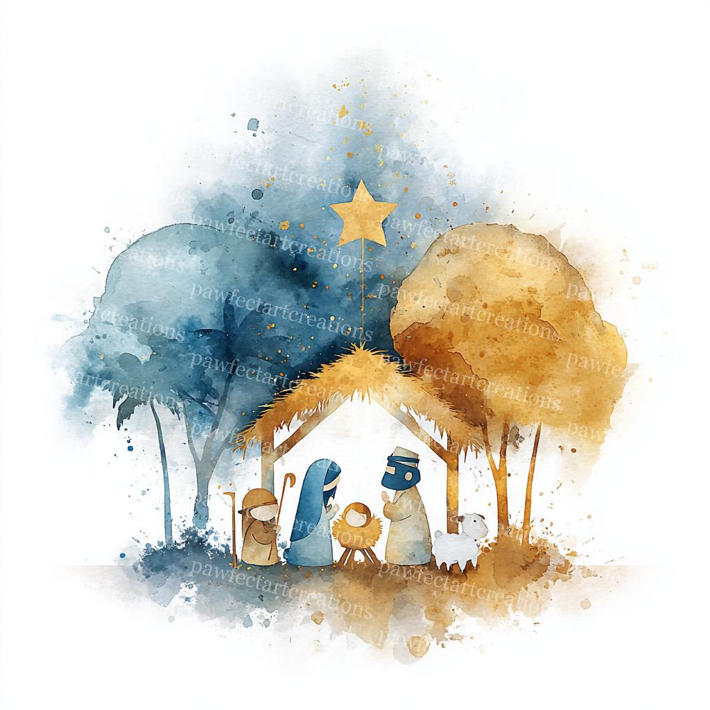 20 Minimalist Nativity Scene Clipart, Merry Christmas, Christmas Scenes ...