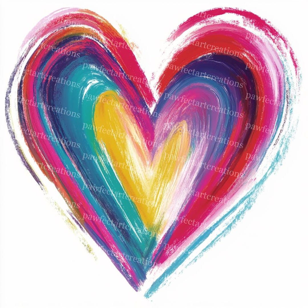 10 Valentine's Day Heart Clipart, Colorful Heart, Love Heart,rainbow ...