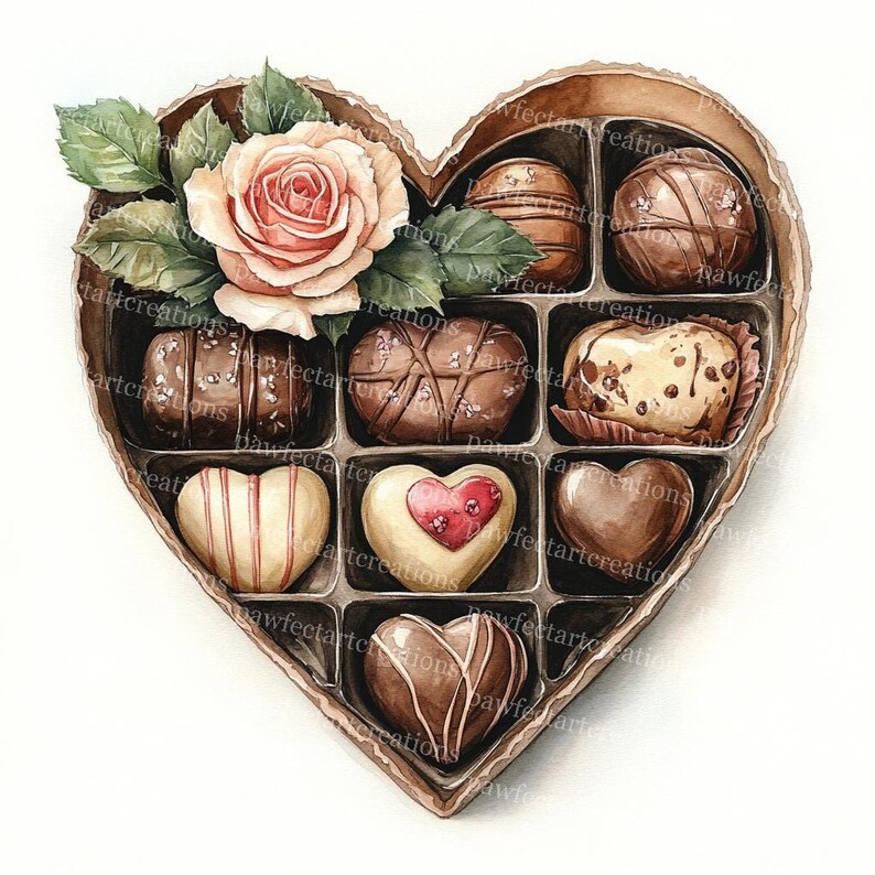 12 Valentine’s Day Chocolate Box Clipart, Candy Box, Printable ...