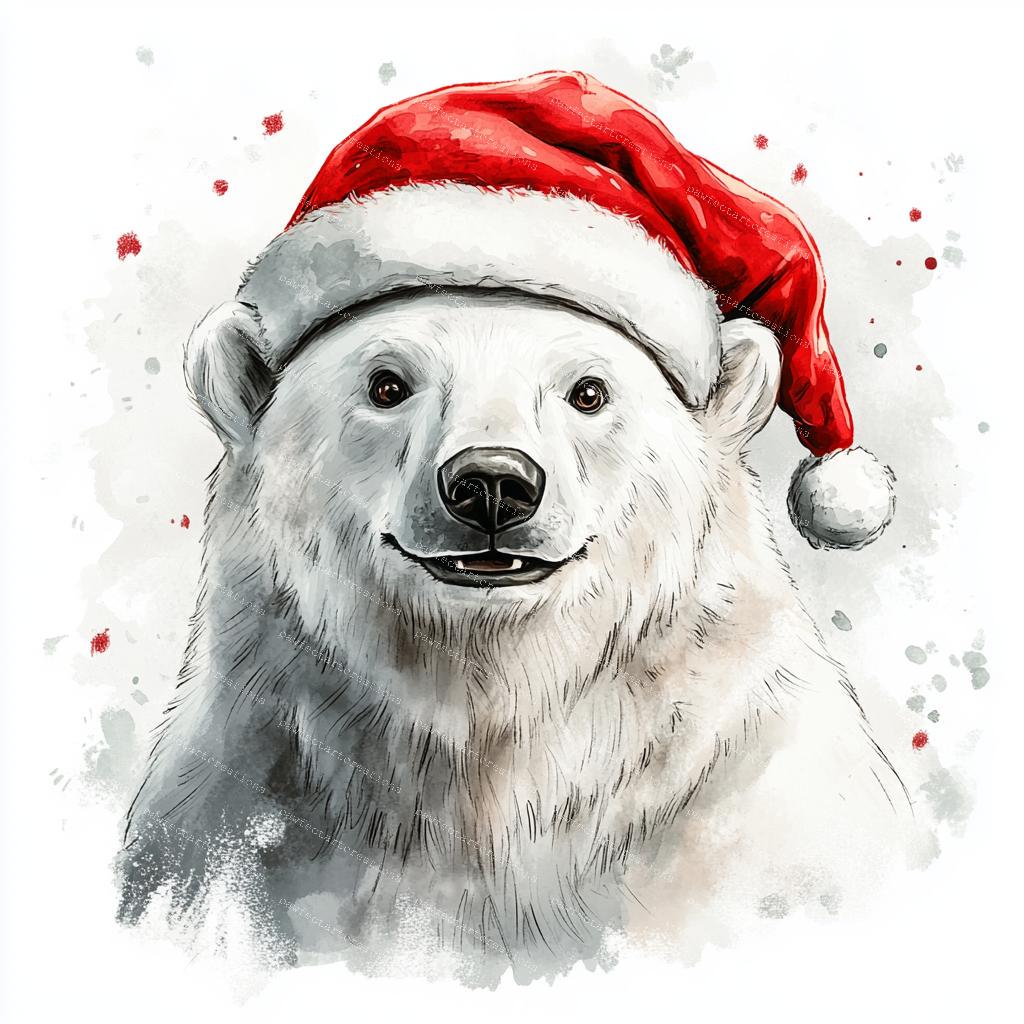 Christmas Polar Bear Clipart: Watercolor Bear & Snowman (digital ...