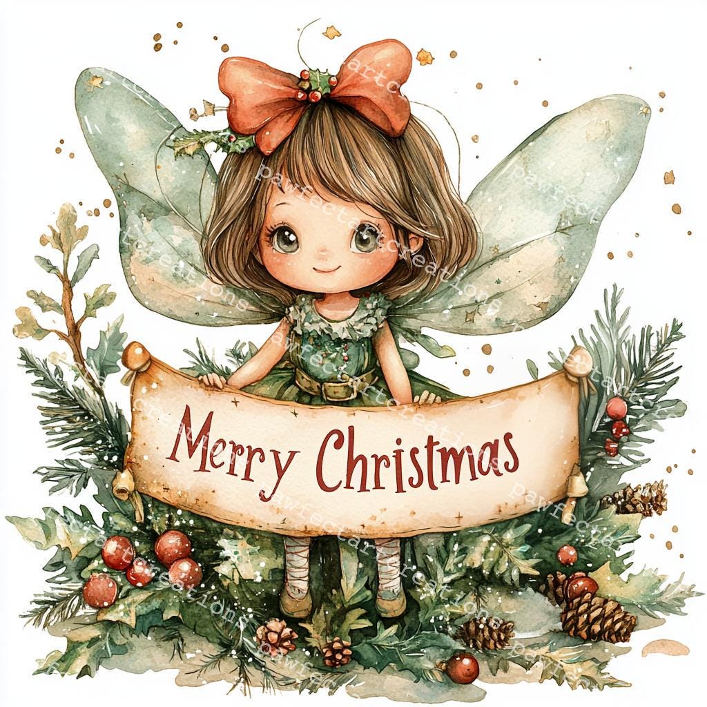 Christmas Fairy Clipart: Watercolor Holiday Jpgs (digital Download) - Etsy