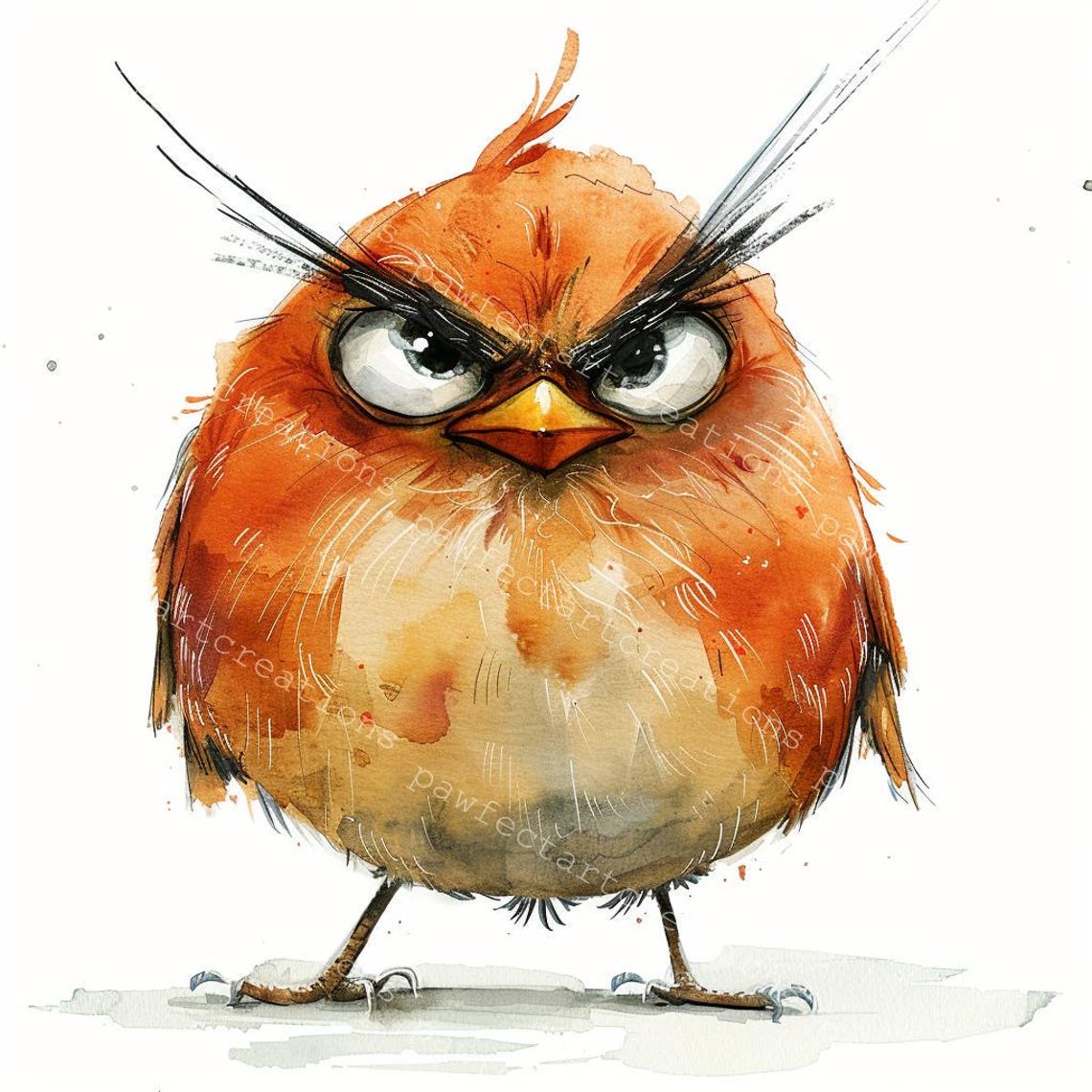 10 Grumpy Birds Clipart, Cute Fluffy Birds, Printable Watercolor, High ...