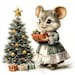 Christmas Mouse Clipart: Vintage Dress, Watercolor Santa, Papercraft ...