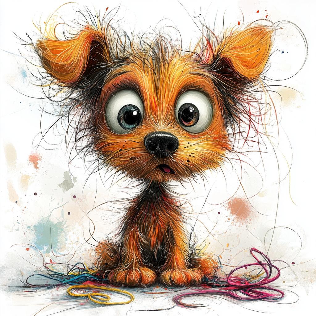 Funny Frazzled Dog Clipart: Watercolor Style (digital Download) - Etsy