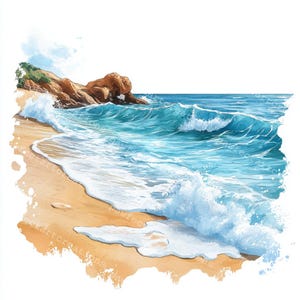 Coastal Watercolor Clipart: Beach & Ocean Art (digital Download) - Etsy