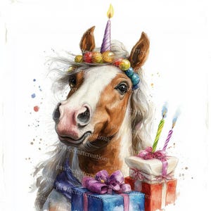 18 Funny Horse Birthday Clipart, Farm Animals Clipart, Quirky Horse ...