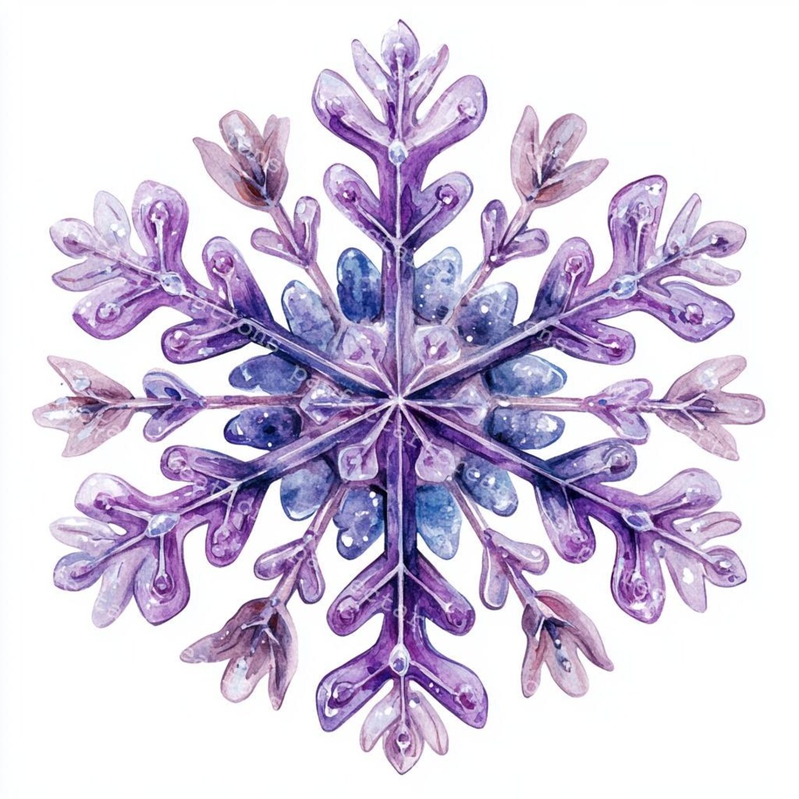 Purple Watercolor Snowflake Clipart: Winter Crafts (digital Download ...