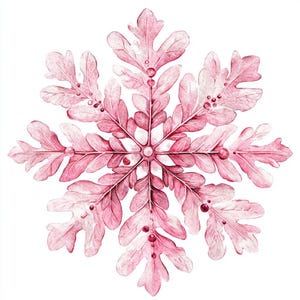 14 Pink Snowflake Clipart, Watercolor Snowflake, Winter Crafts ...