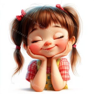 10 Cute Pigtail Girls Clipart, Funny Girl, Pigtails Hair, Printable ...