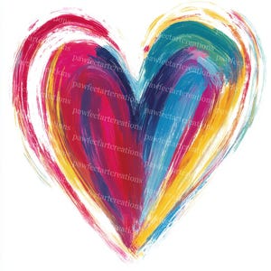 10 Valentine's Day Heart Clipart, Colorful Heart, Love Heart,rainbow ...