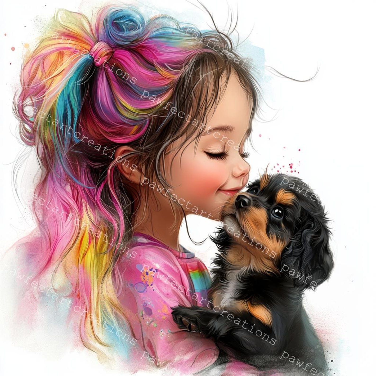 Girl With Puppy Clipart: Watercolor Dog Lover Art (digital Download) - Etsy