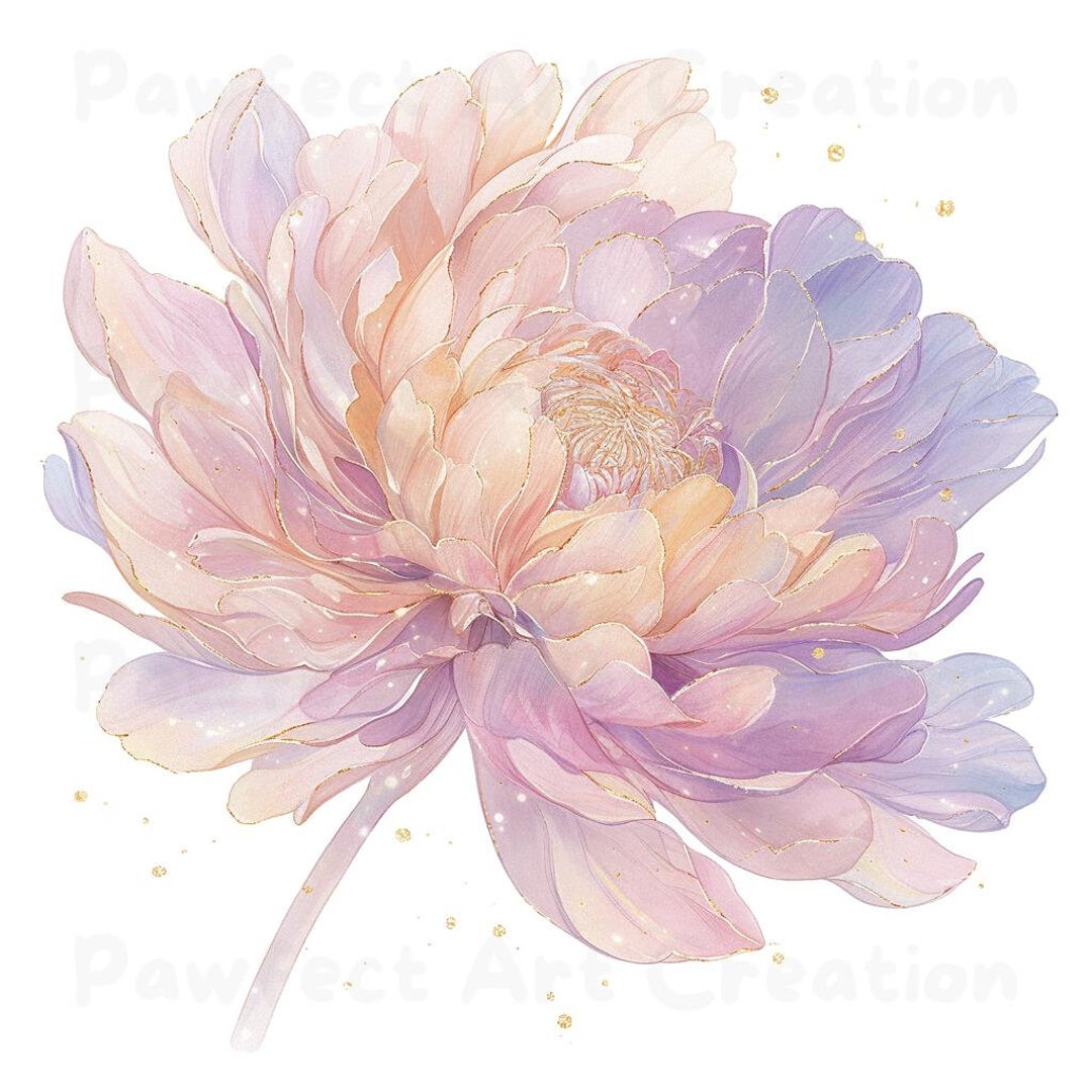 15 Abstract Flowers Clipart, Pink Purple Gold Flower, Flowers Print ...