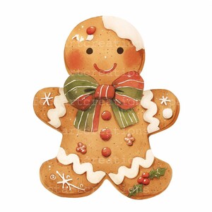 Gingerbread Man Clipart: Christmas Cookies, Watercolor Illustration ...