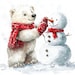 Christmas Polar Bear Clipart: Watercolor Bear & Snowman (digital ...