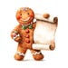 22 Gingerbread Holding Scroll Clipart, Cute Gingerbread, Christmas Art ...