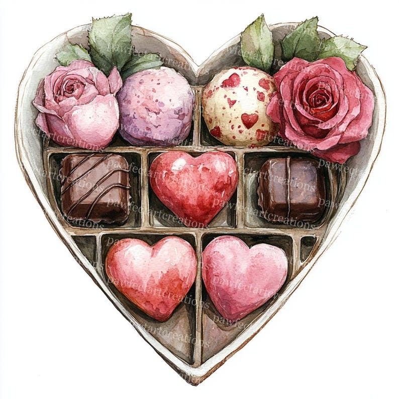 12 Valentine’s Day Chocolate Box Clipart, Candy Box, Printable ...