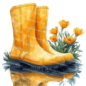 12 Rain Boots With Spring Flowers Clipart, Garden Art, Floral Rain ...