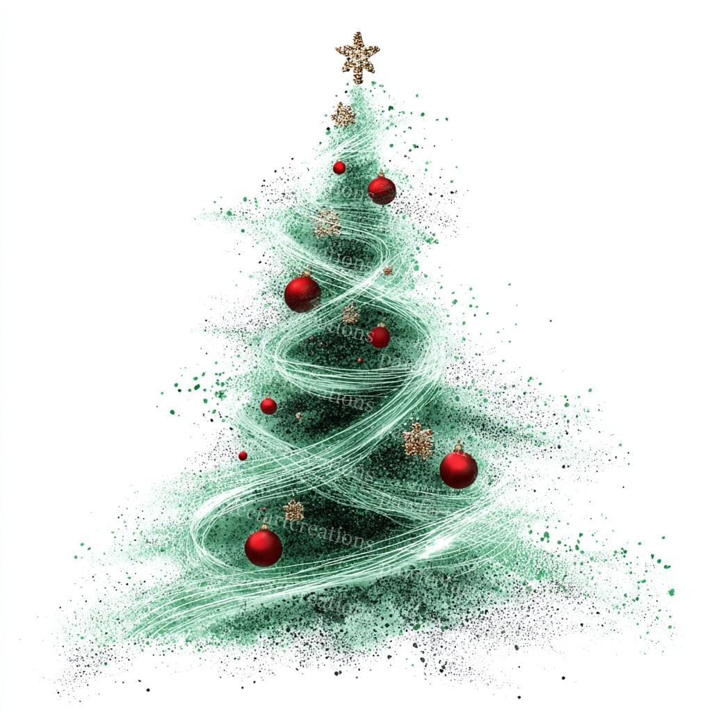 24 Sparkling Christmas Tree Clipart, Christmas Card, Holiday Art ...