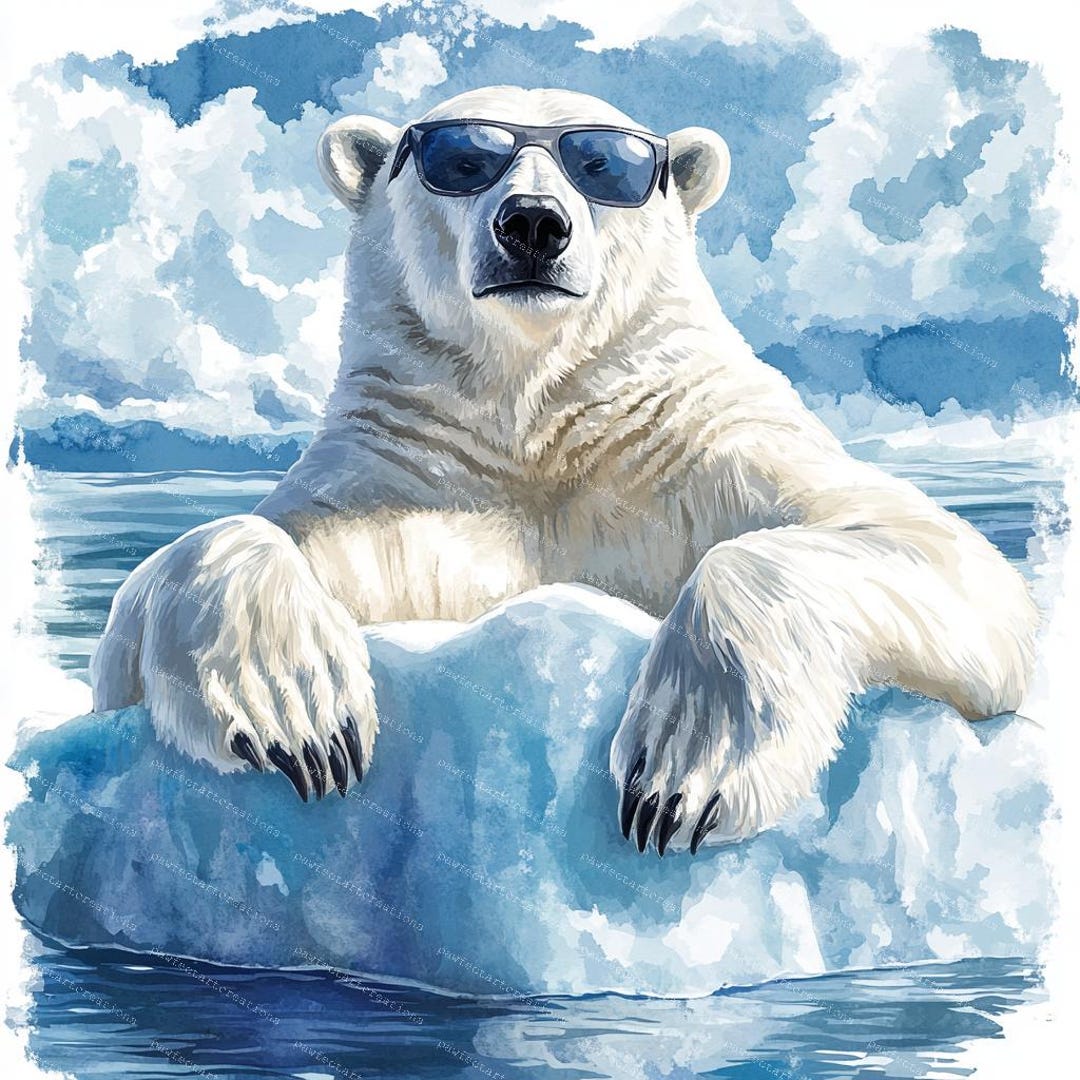 10 Polar Bear Clipart, Cool Polar Bear,yoga Bear,cute Bear, Printable ...