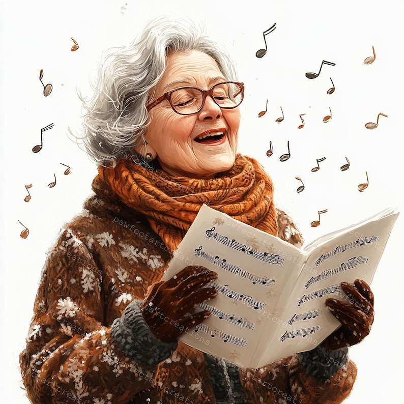 Christmas Old Lady Clipart: Watercolor Granny Jpgs (digital Craft) - Etsy