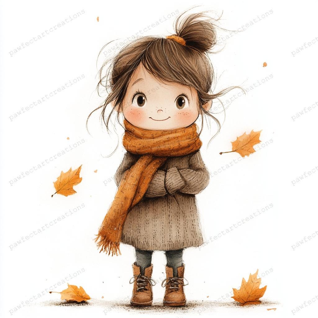 Autumn Girl Clipart: Watercolor Fall Season Art (digital Download) - Etsy